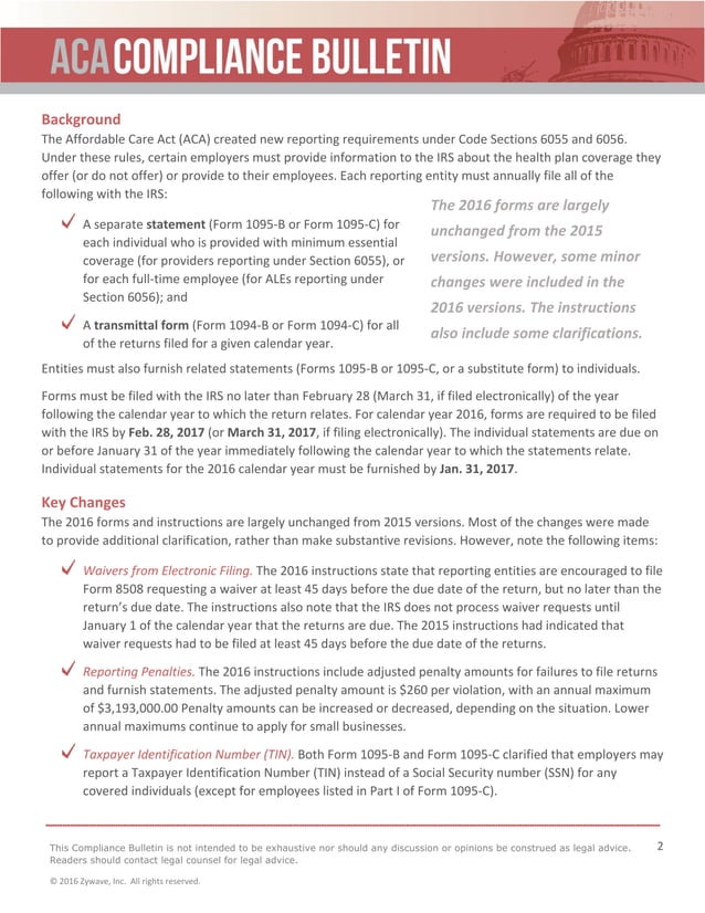 ACA Compliance Bulletin - Final Form for ACA Reporting | PDF