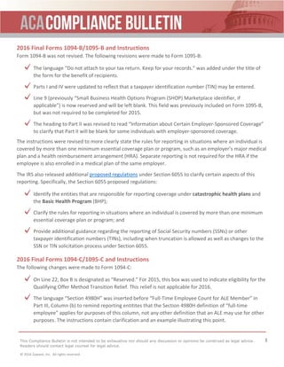 ACA Compliance Bulletin - Final Form for ACA Reporting | PDF