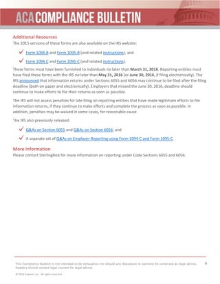 ACA Compliance Bulletin - Final Form for ACA Reporting | PDF