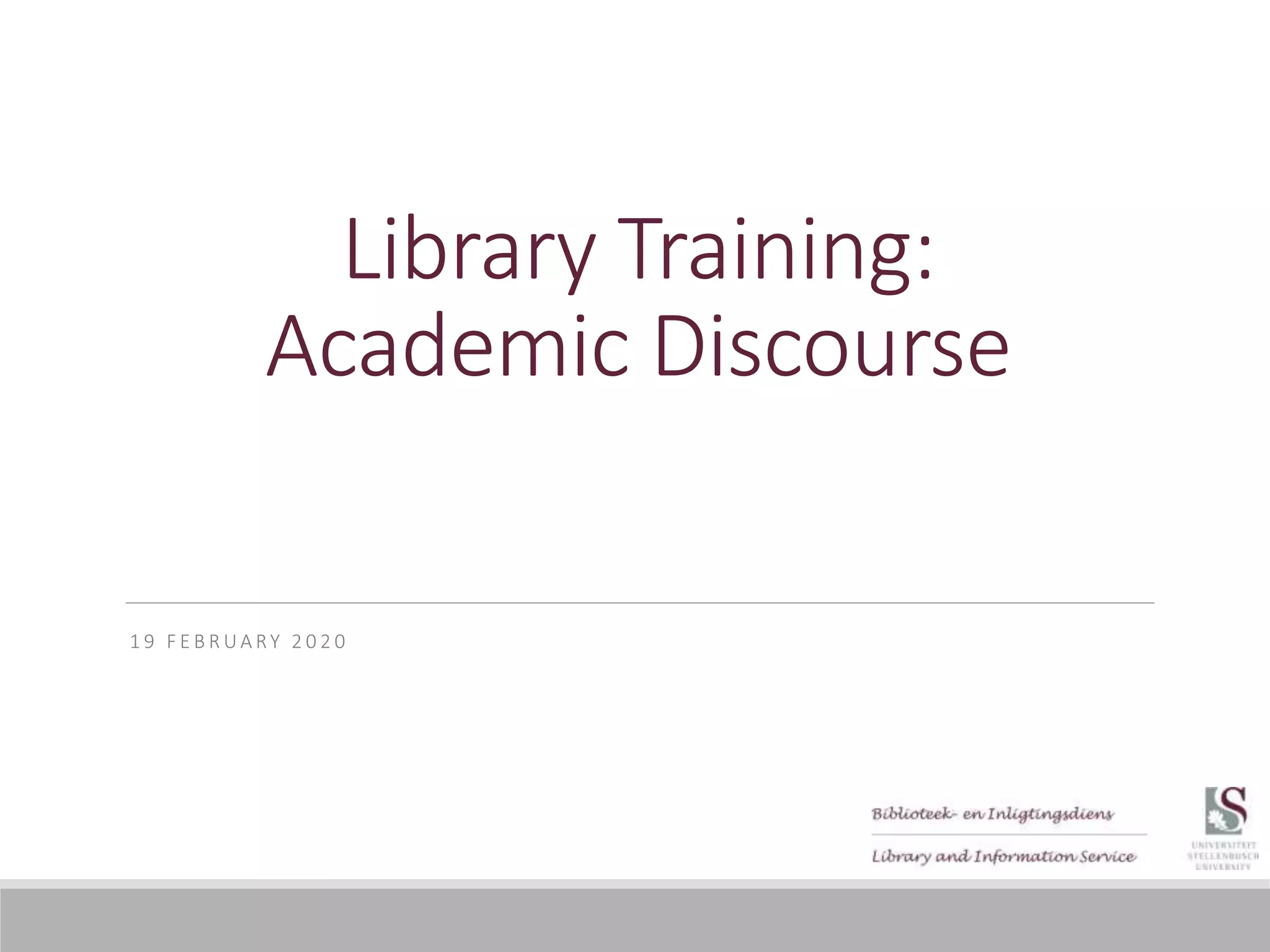 Academic Discourse 2020 | PPT
