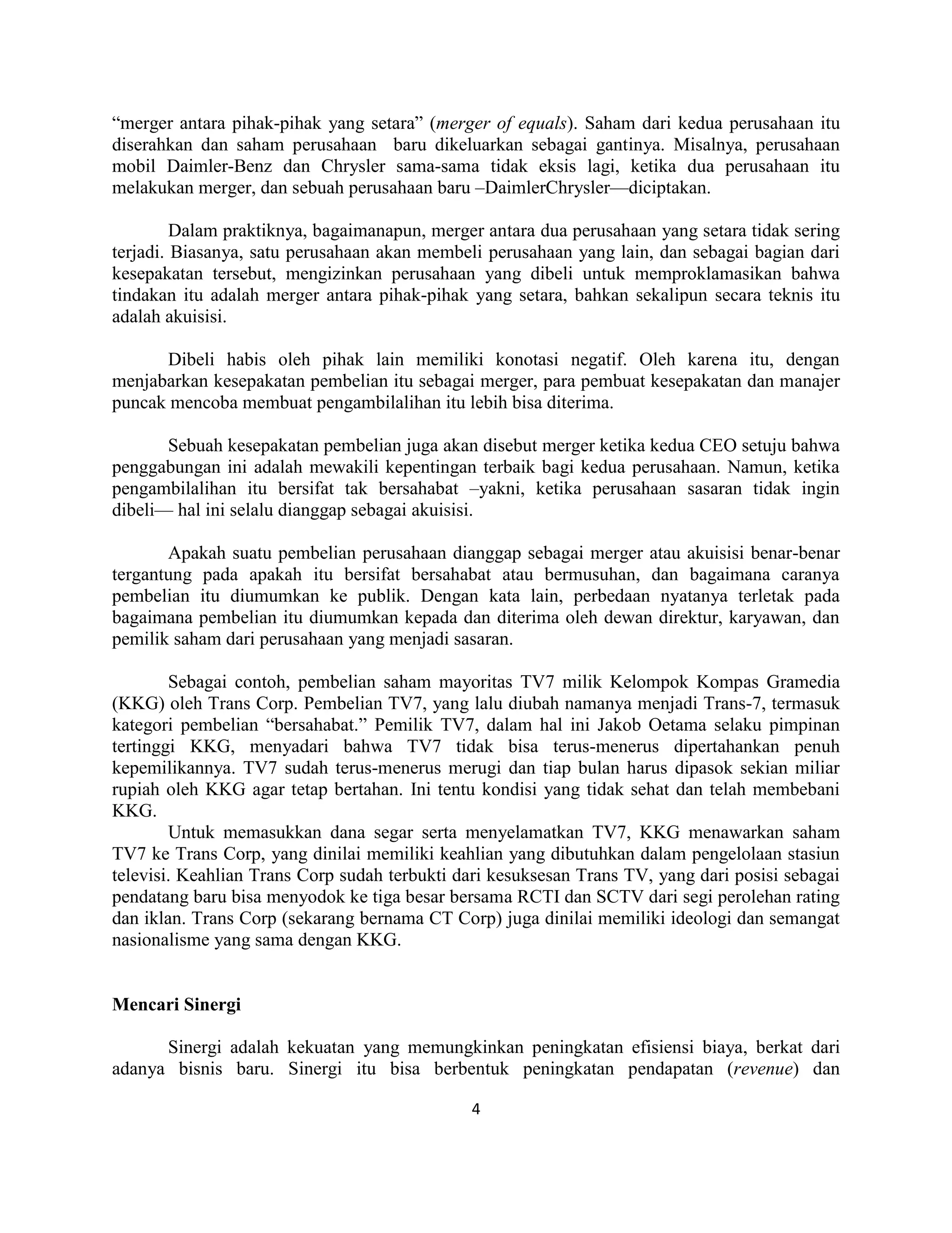 Memahami Integrasi, Merger, dan Akuisisi di Industri Media | PDF