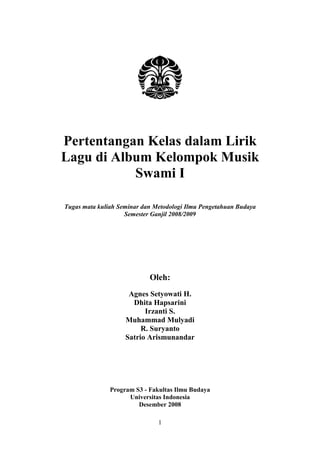 Pertentangan Kelas dalam Lirik Lagu di Album Kelompok Musik Swami I | PDF