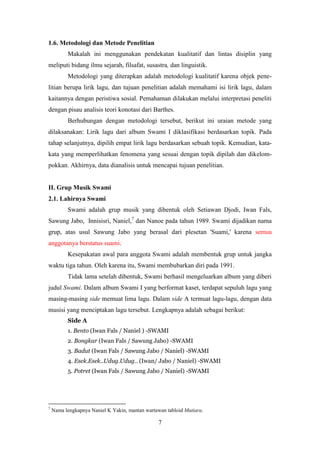 Pertentangan Kelas dalam Lirik Lagu di Album Kelompok Musik Swami I | PDF