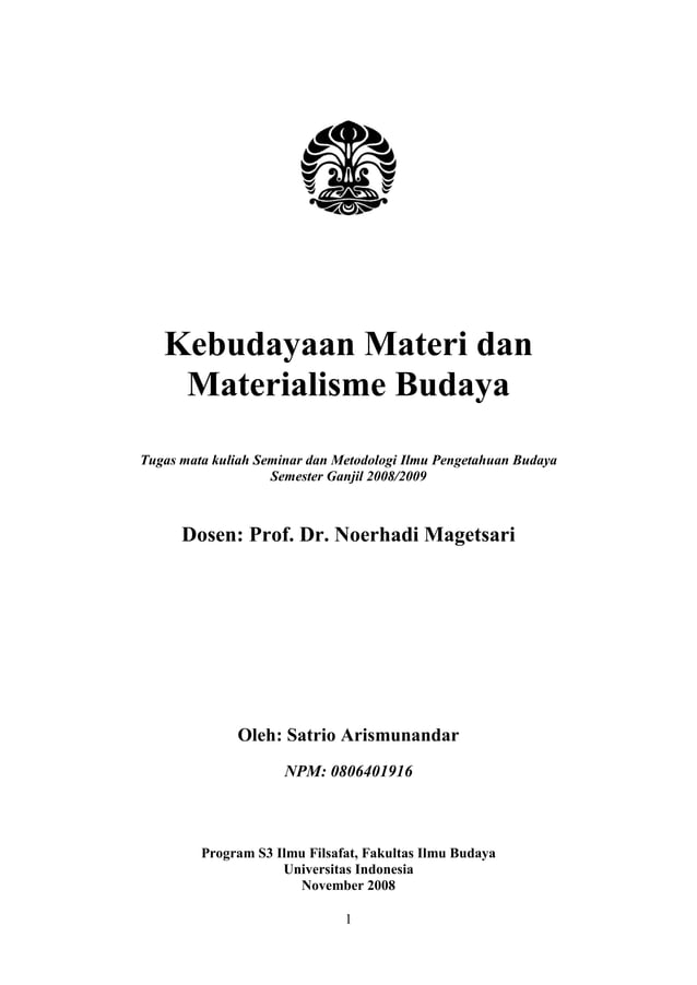 Kebudayaan Materi dan Materialisme Budaya | PDF