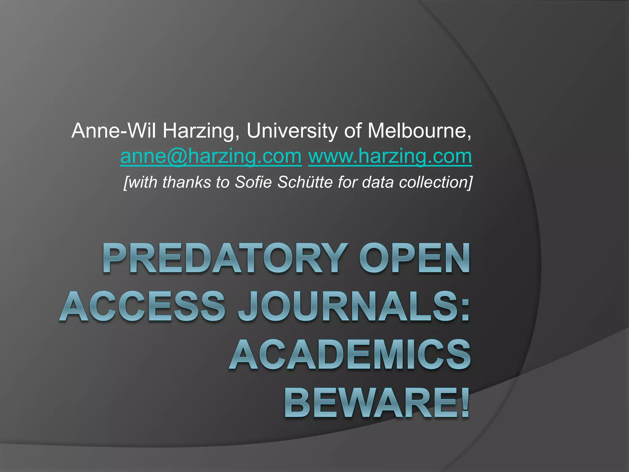 Predatory Open Access Journals Academic Beware Ppt