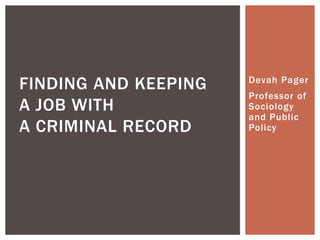 Academic insights Devah Pager | PDF