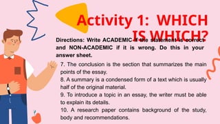 ACADEMIC-TEXT.opts you come up with its uy | PPTX
