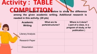 ACADEMIC-TEXT.opts you come up with its uy | PPTX