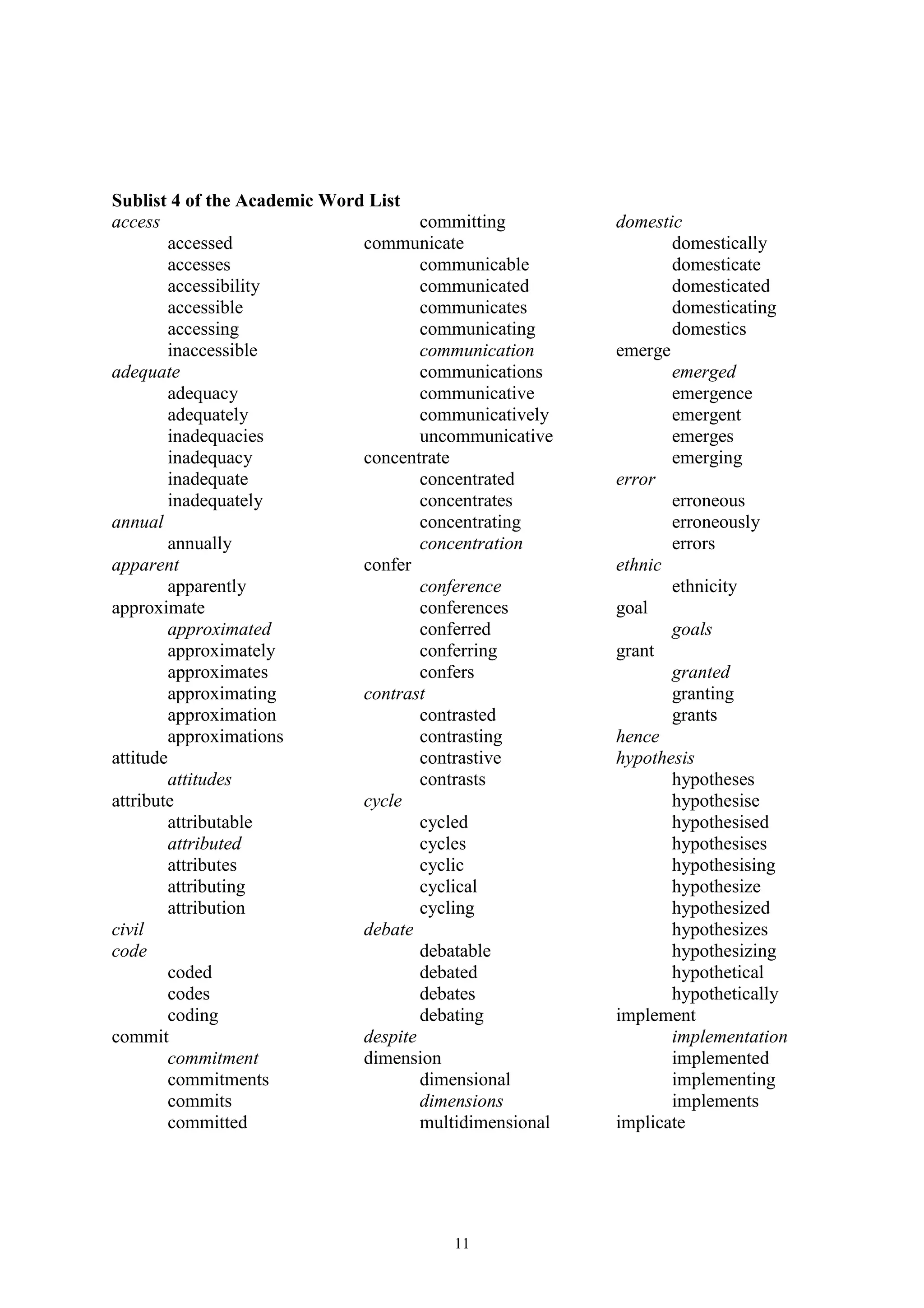 Academic word-list | PDF