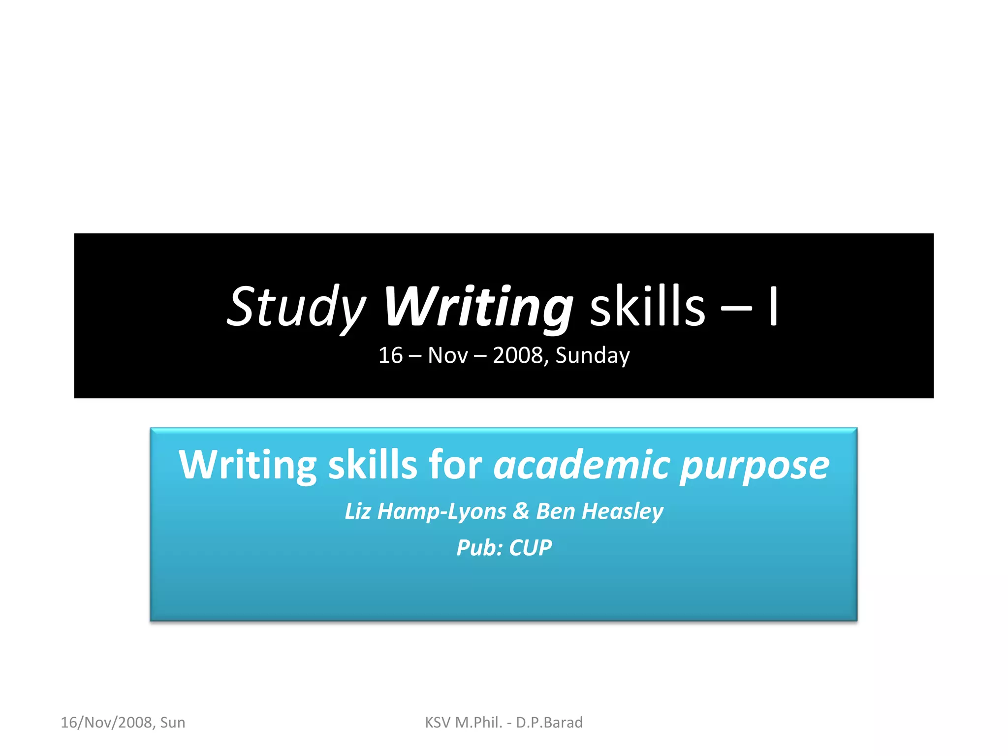 Academic Writing Skills 1 | PPT