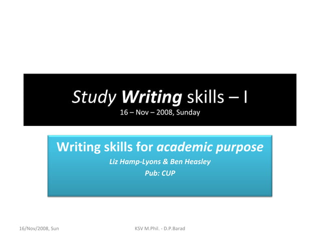 Academic Writing Skills 1 | PPT | Postgraduate Education | College ...