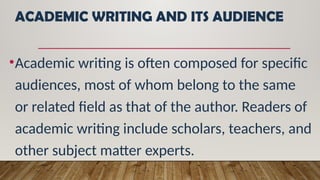 Academic Writing (reading and writing) | PPTX