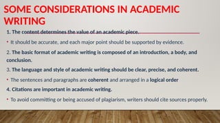 Academic Writing (reading and writing) | PPTX