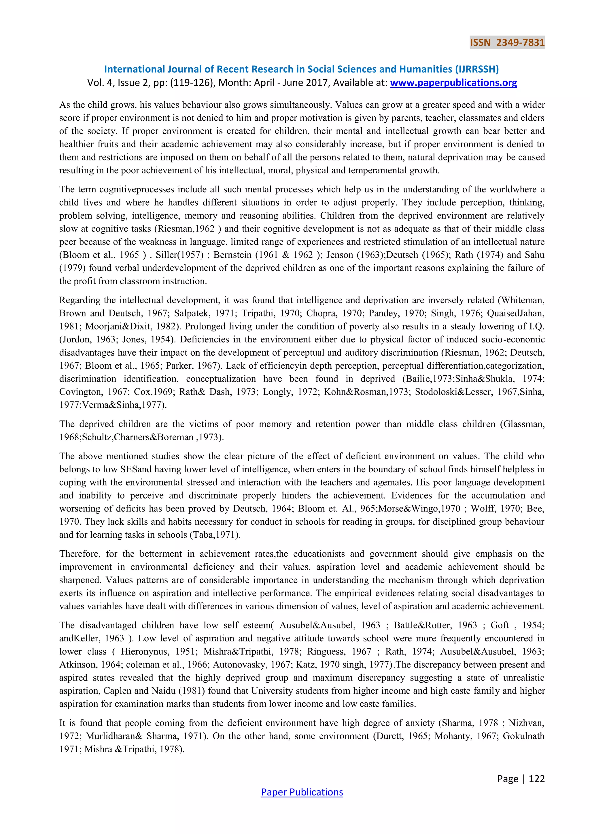 Academic Achievement of the Deprived Children | PDF
