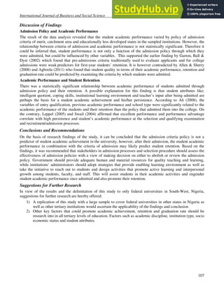 Academic Achievement And Admission Policy As Correlate Of Student ...