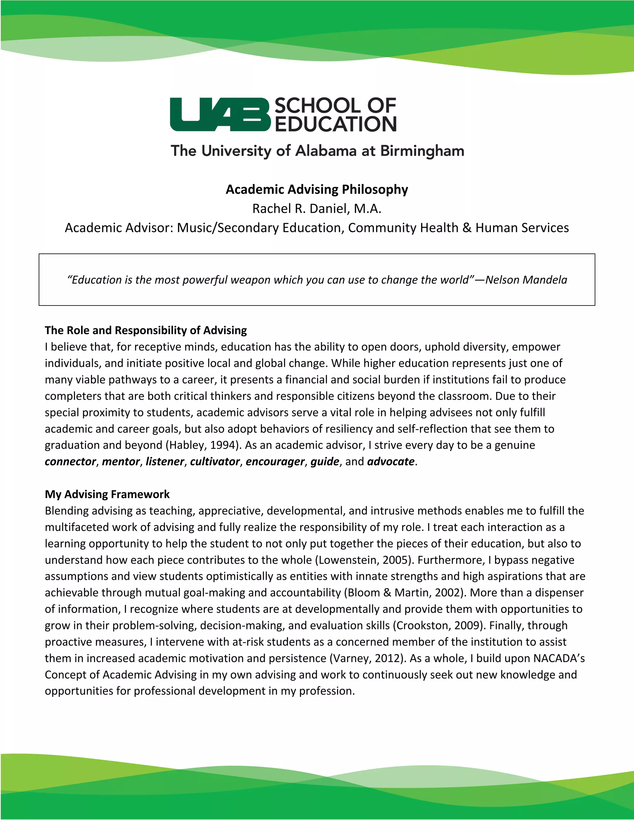 Academic Advising Philosophy | PDF