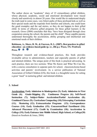 Academically Gifted Programs And Services Formats - An Annotated ...
