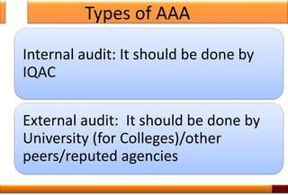 Academic and administrative audit (AAA) | PPTX