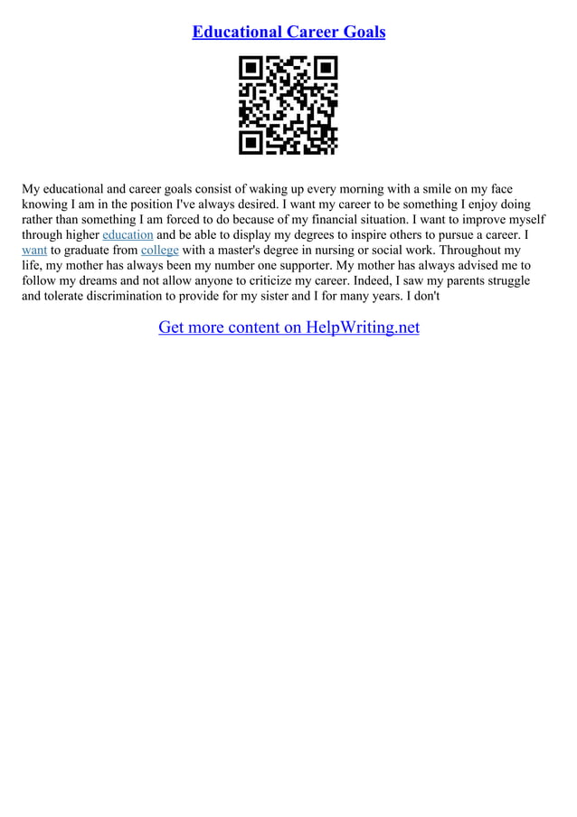 Academic And Career Goals Essay | PDF