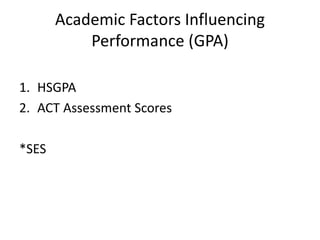 Academic and Non Academic Factors for College Success | PPT
