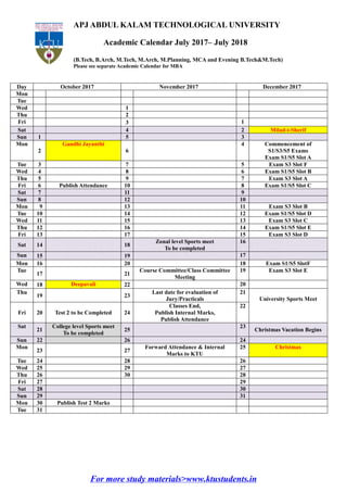 KTU Academic calendar 2017-18 | PDF