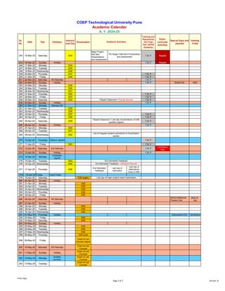 Academic Calendar 2024-25 of the college | PDF