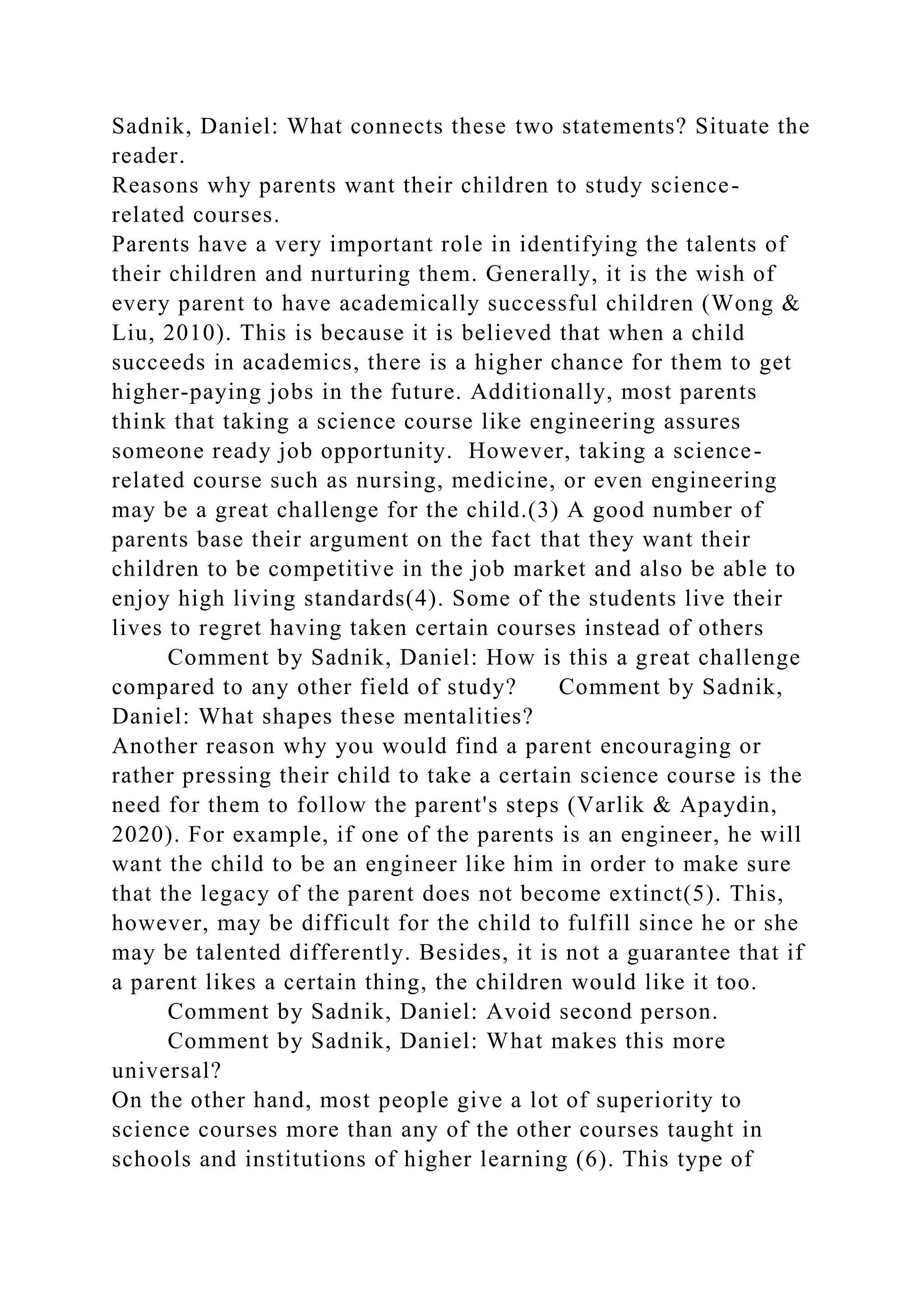 ACADEMIC CHALLENGES1Why Parents Force their Childr.docx