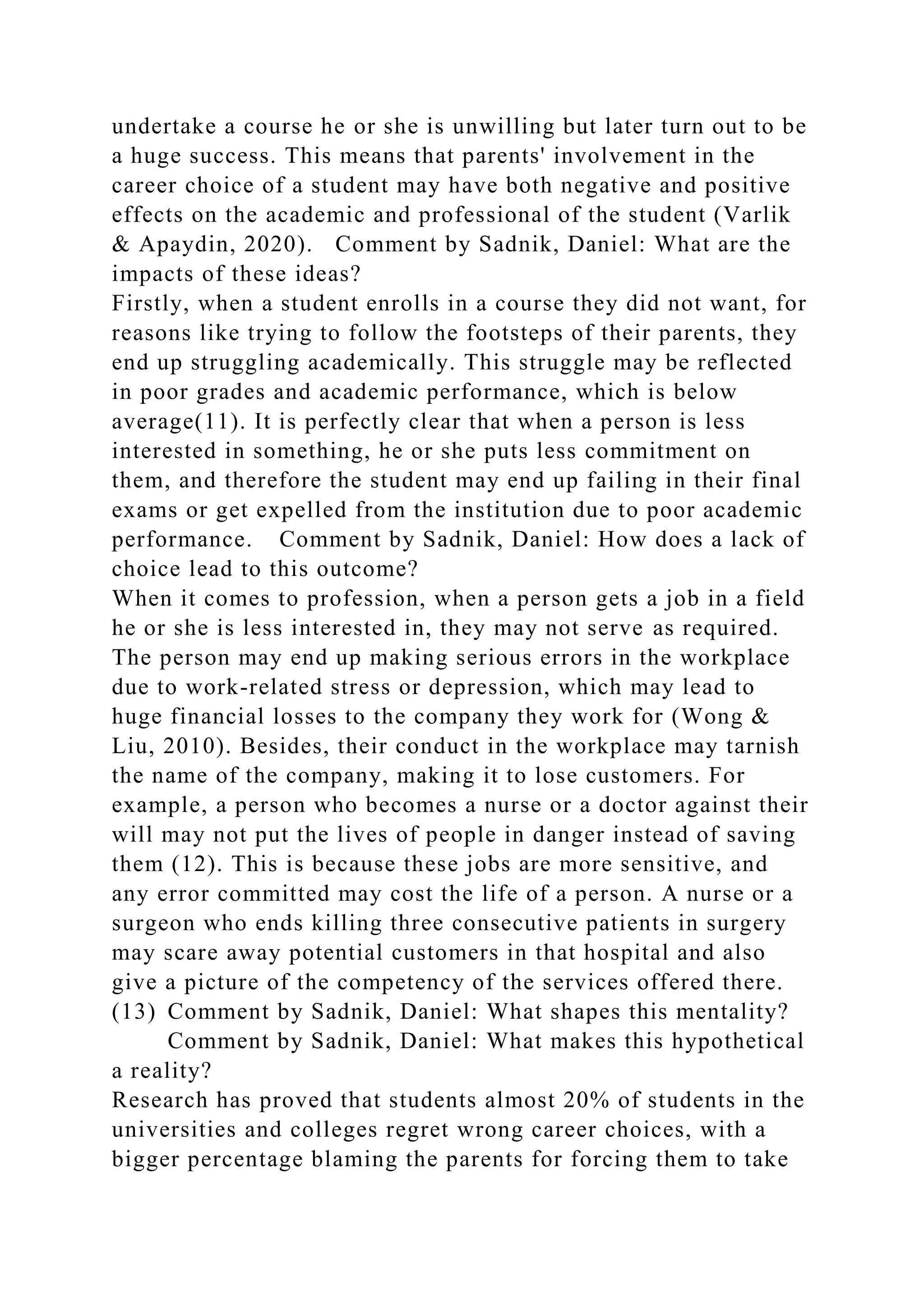 ACADEMIC CHALLENGES1Why Parents Force their Childr.docx