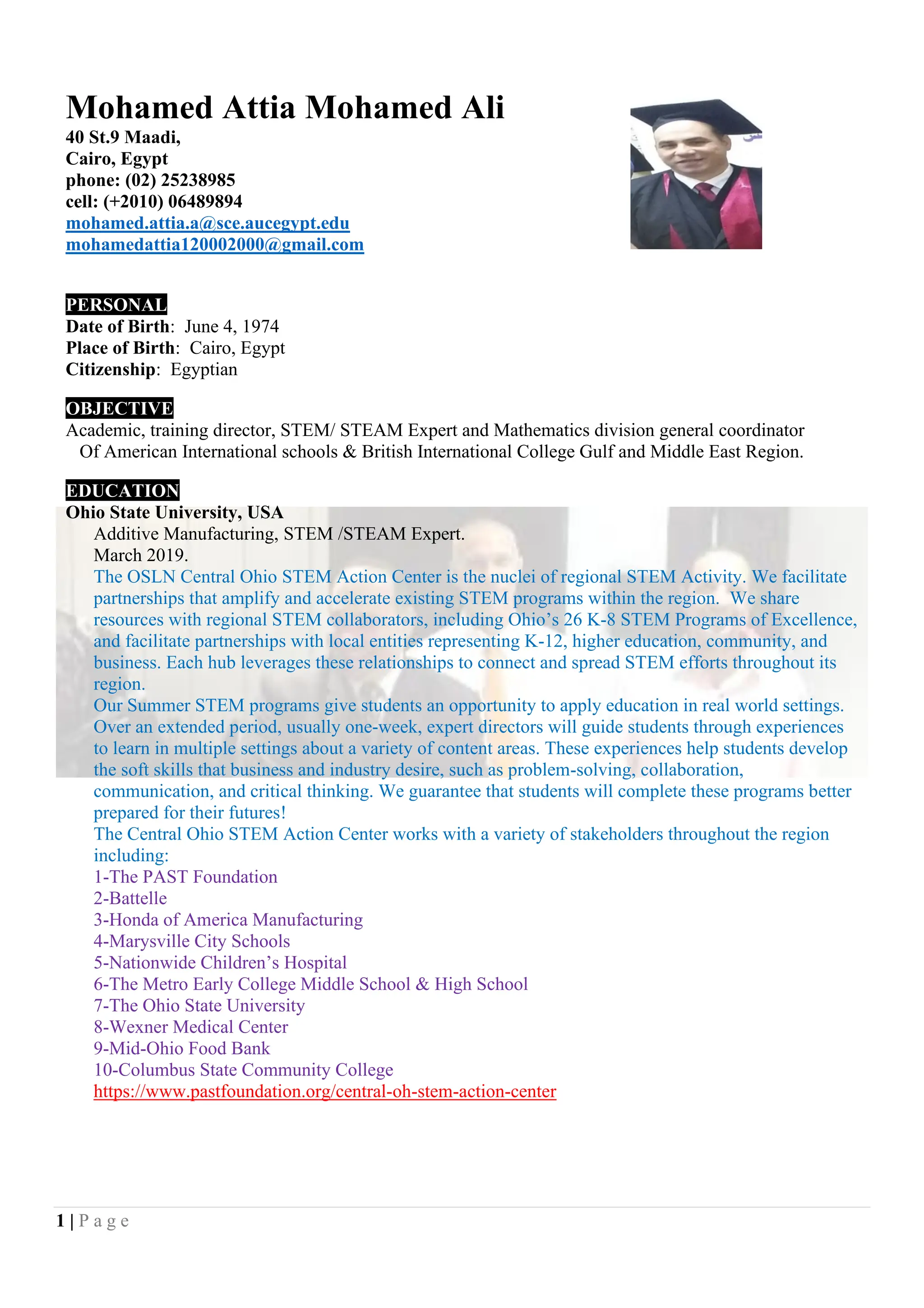 Academic_CV 2022.STEM/STEAM EDUCATION HAS | PDF | Professional School ...