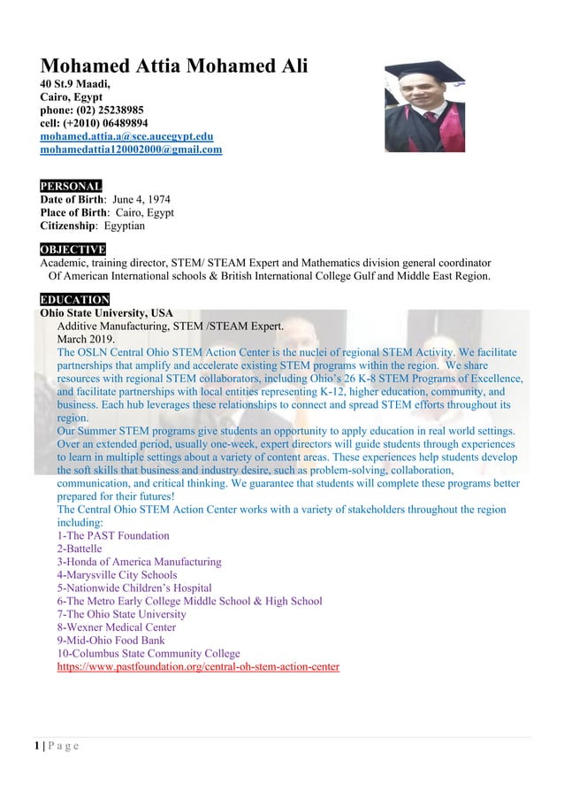 Academic_CV 2022.STEM/STEAM EDUCATION HAS | PDF | Professional School | Postgraduate Education