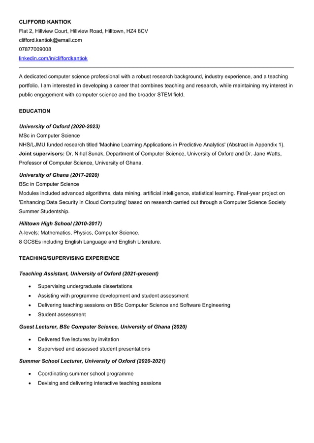 Academic CV Fully Editable Template.docx | Free Download