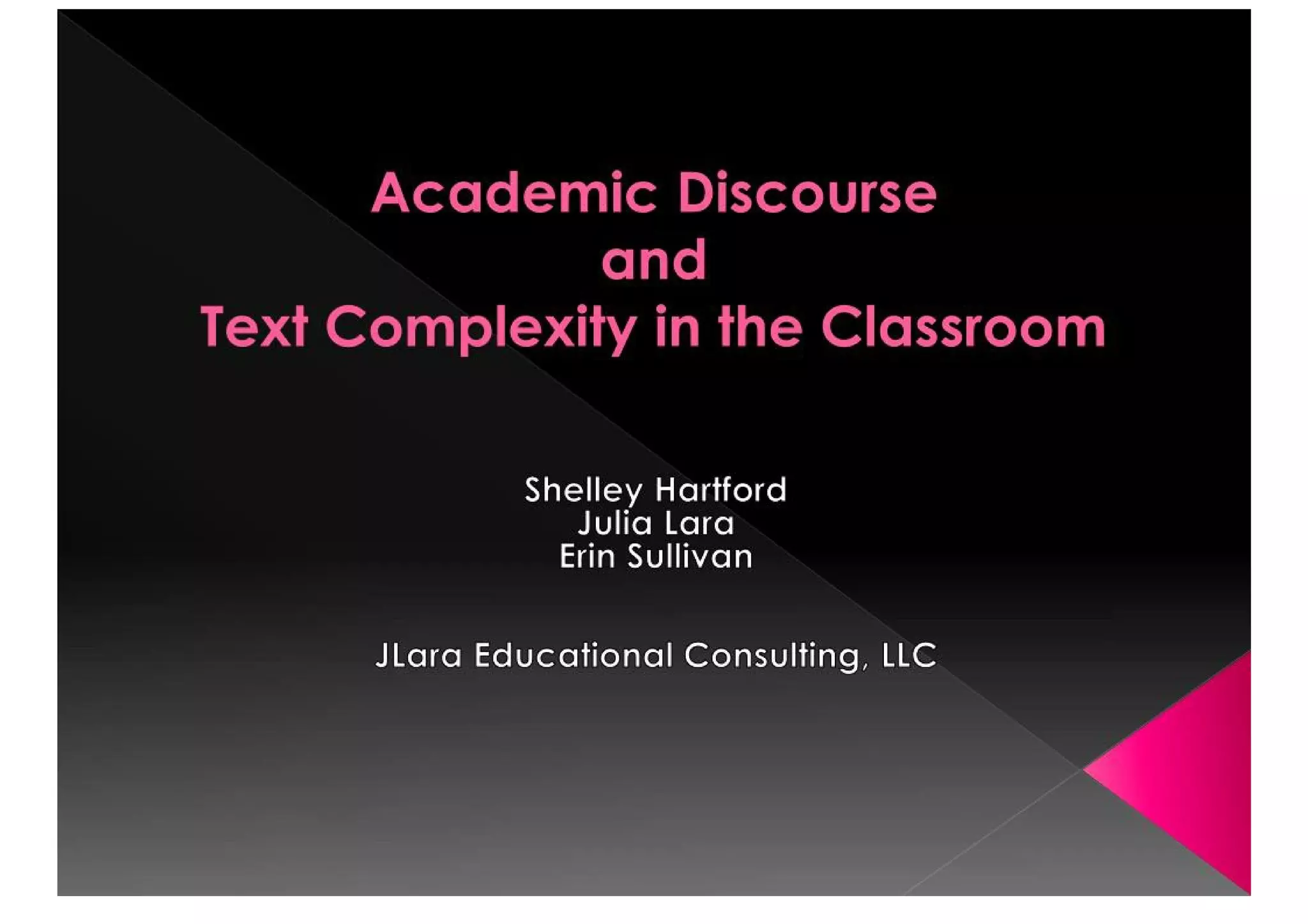 Academic Discourse And Text Complexity In The Classroom | PPT