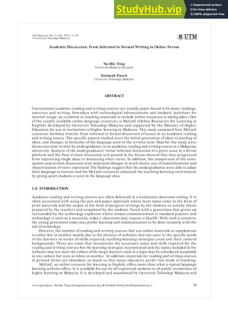Academic Discussion From Informal To Formal Writing In Online Forum | PDF