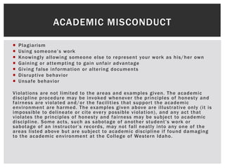Academic Dishonesty at CWI | PPTX