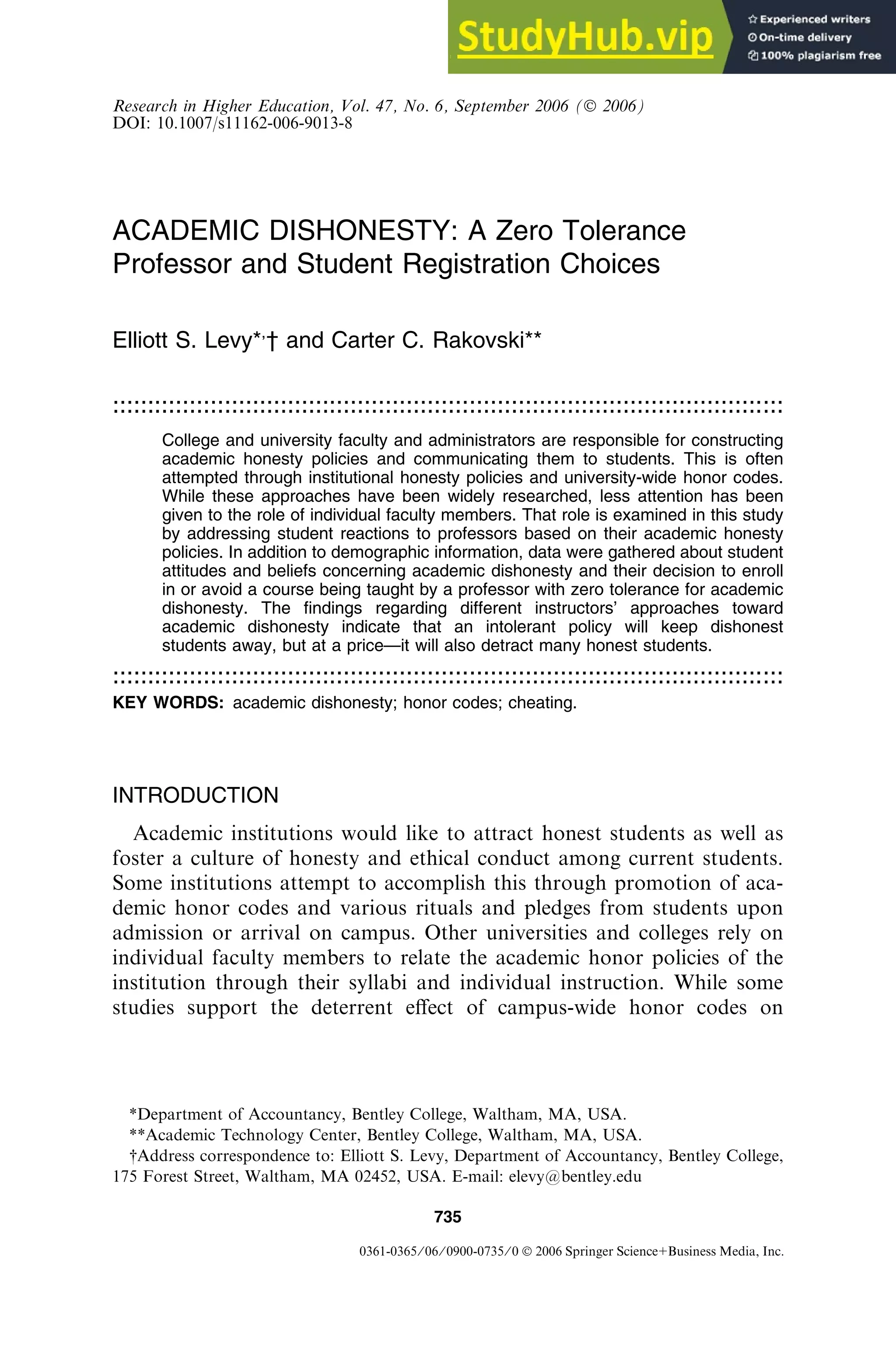 Academic Dishonesty A Zero Tolerance Professor And Student Registration ...