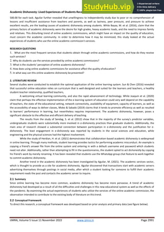 Academic Dishonesty Lived Experiences Of Students Receiving Services ...