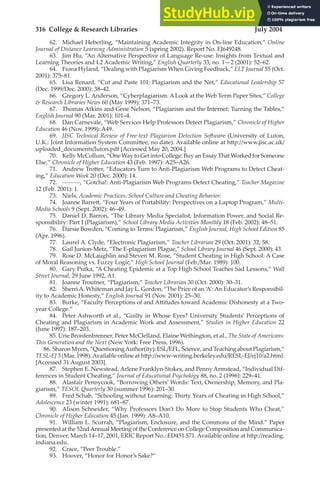Academic Dishonesty, Plagiarism Included, In The Digital Age A ...