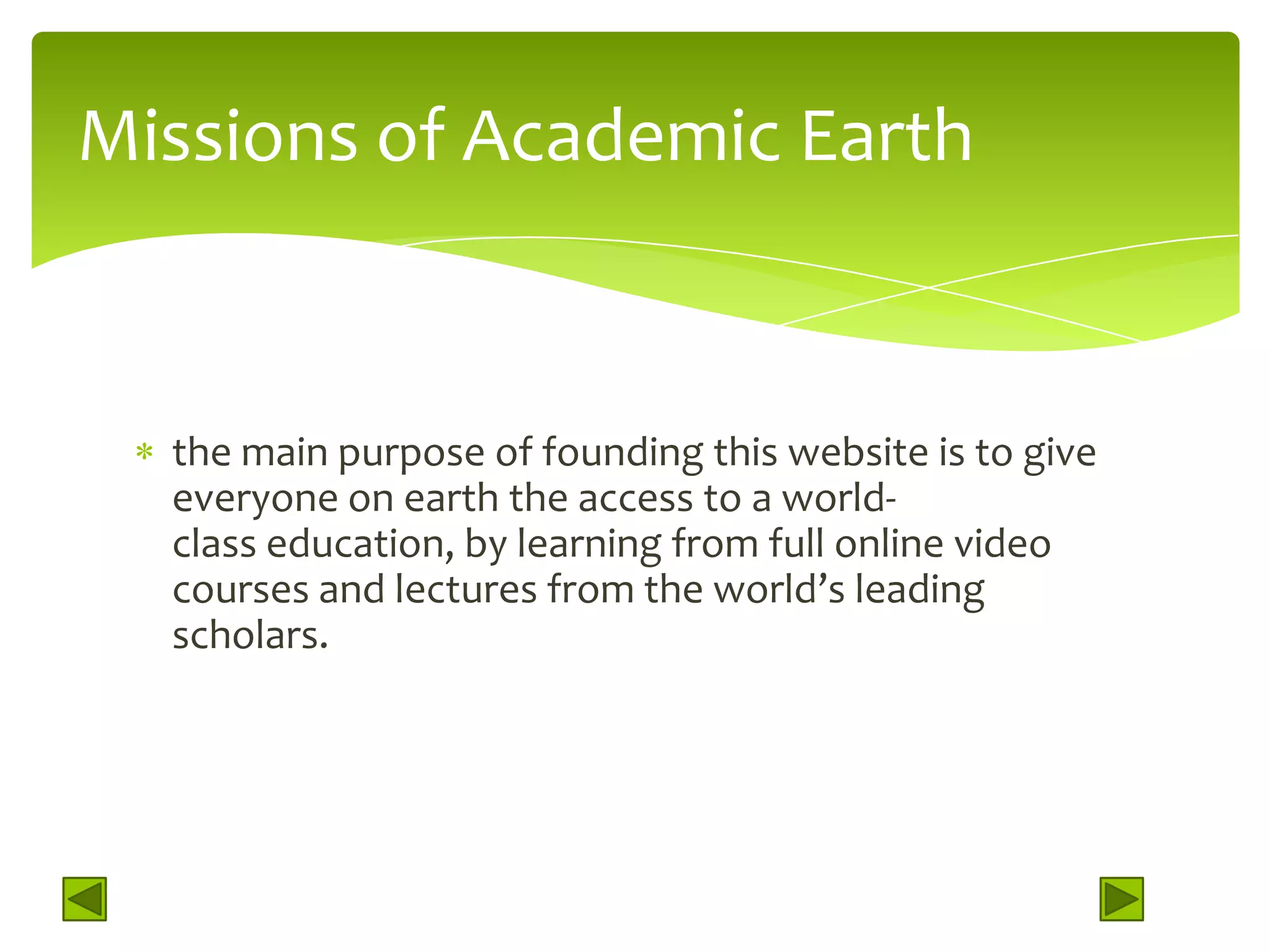 Academic earth | PPTX