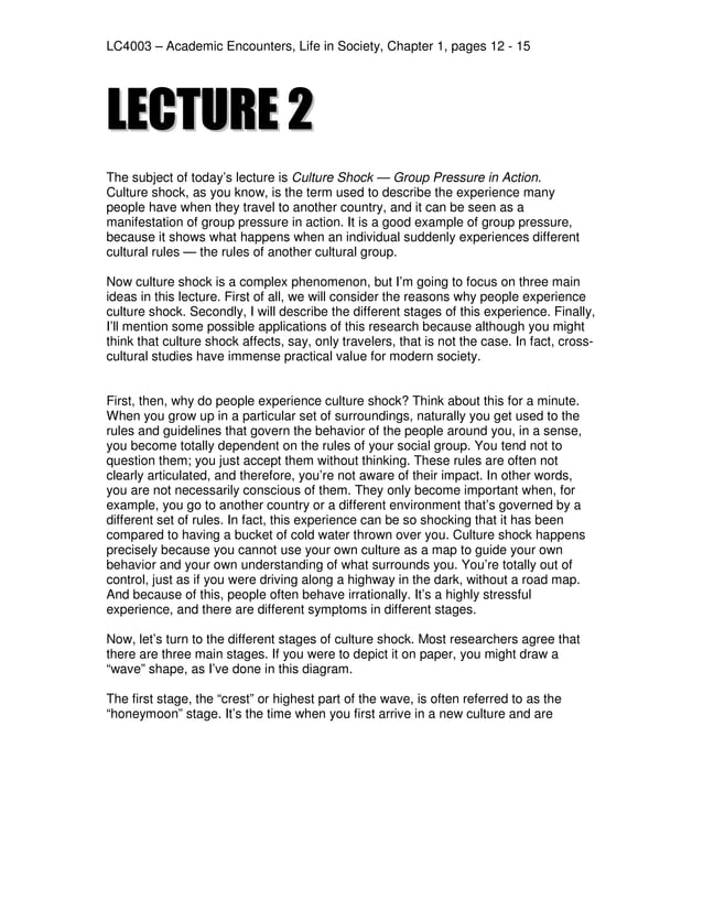 Academic encounters lecture scripts | PDF