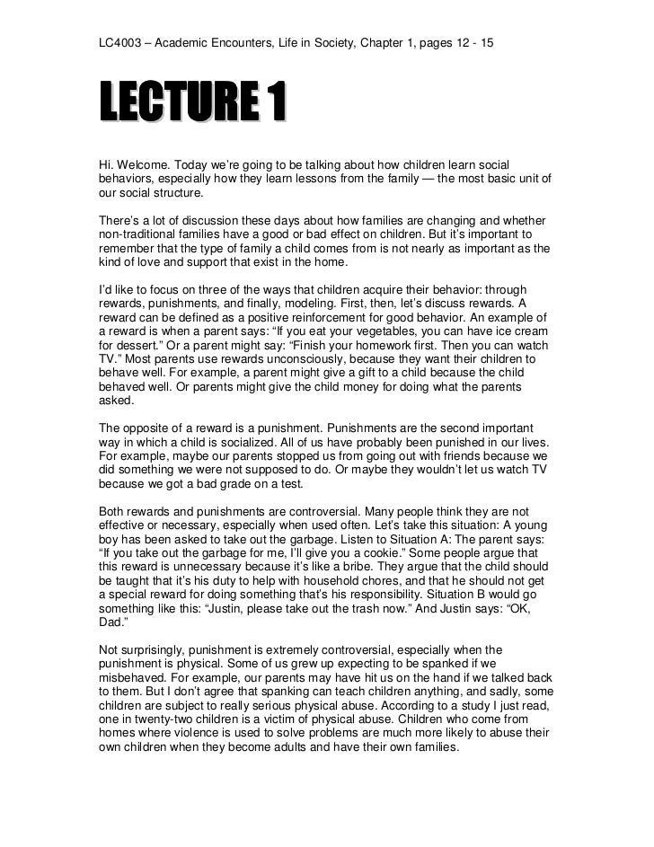 Academic encounters lecture scripts