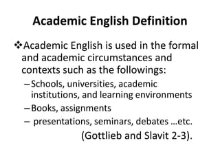 Academic english | PDF