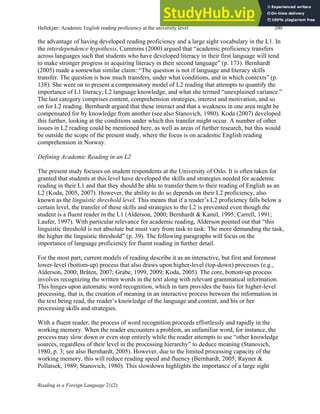 Academic English Reading Proficiency At The University Level A ...