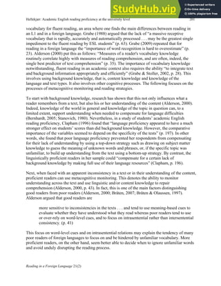 Academic English Reading Proficiency At The University Level A ...