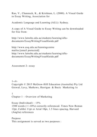 Academic Essay Structure Adapted from Rao, V, Channock.docx ...