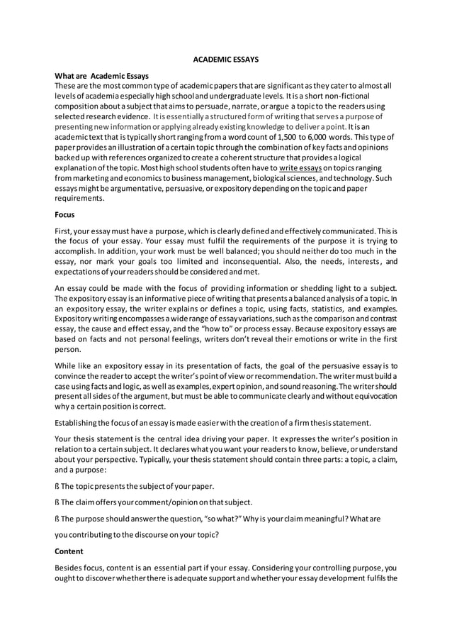 Academic essay topic outline | PDF