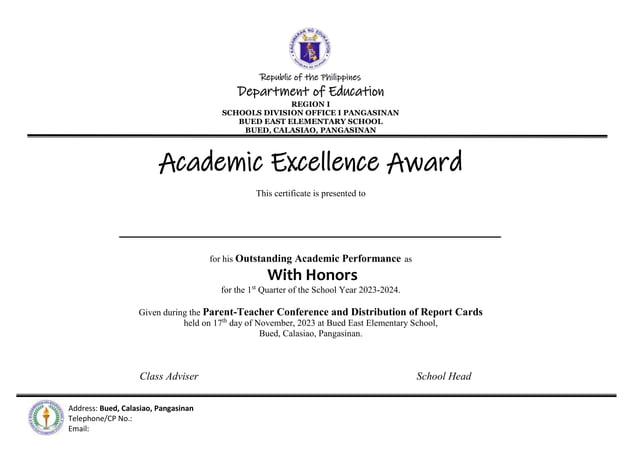 Sample Academic Excellence Award - DepEd.docx