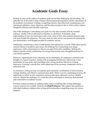 Academic Goals Essay | PDF