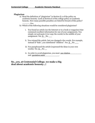 Academic honesty exercises (1) | DOC