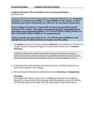Academic honesty exercises (1) | PDF