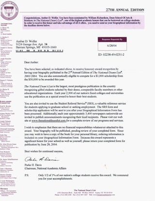 Academic honor national dean's list | PDF